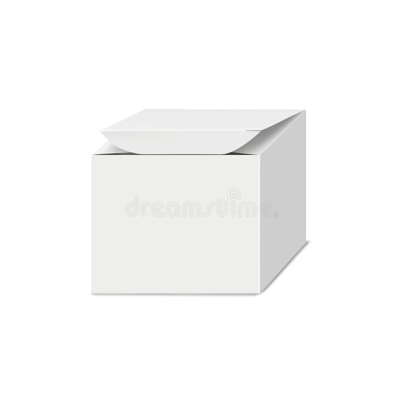 Square Paperboard Box with Slightly Opened Hinged Lid Vector Mock-up ...