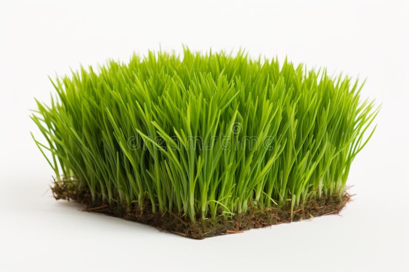 Square Patch of Vibrant Green Grass Isolated on White Background ...