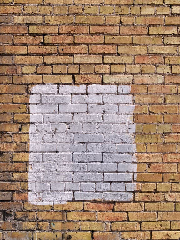 Square Patch of White Paint on Brick Wall Stock Image - Image of hsiao ...