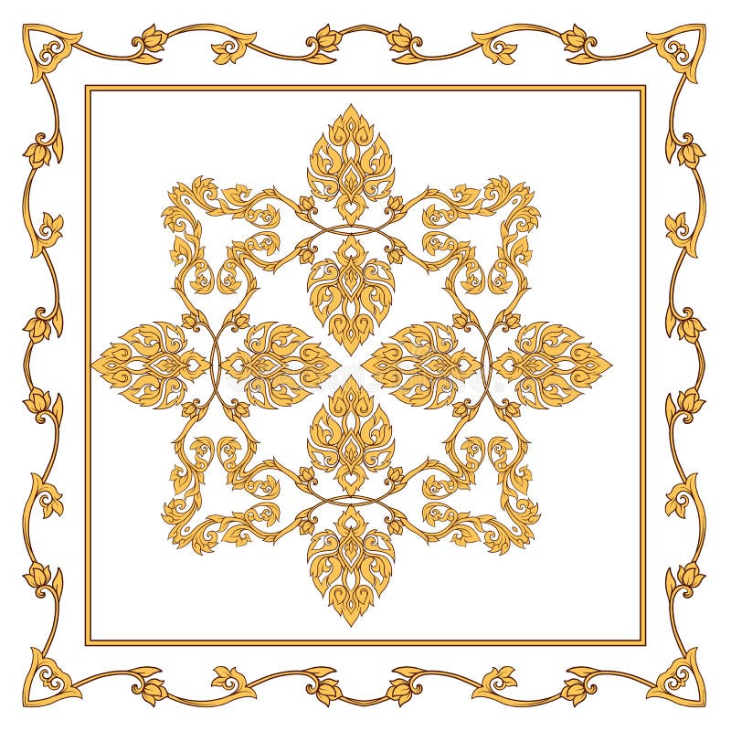 Square Pattern with Decorative Outline Elements of Traditional Stock ...