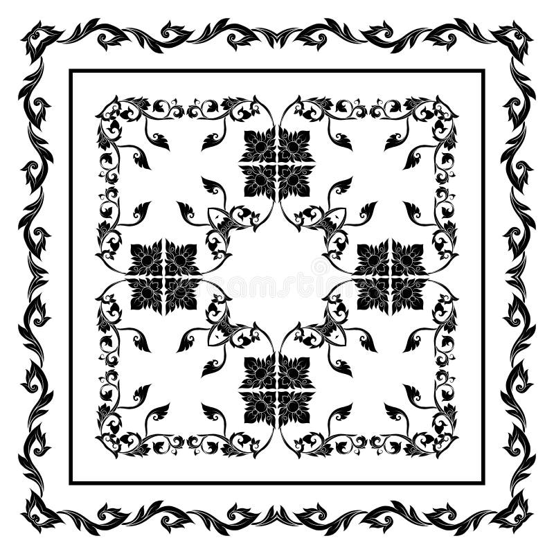 Square Pattern with Decorative Outline Elements of Traditional Stock ...
