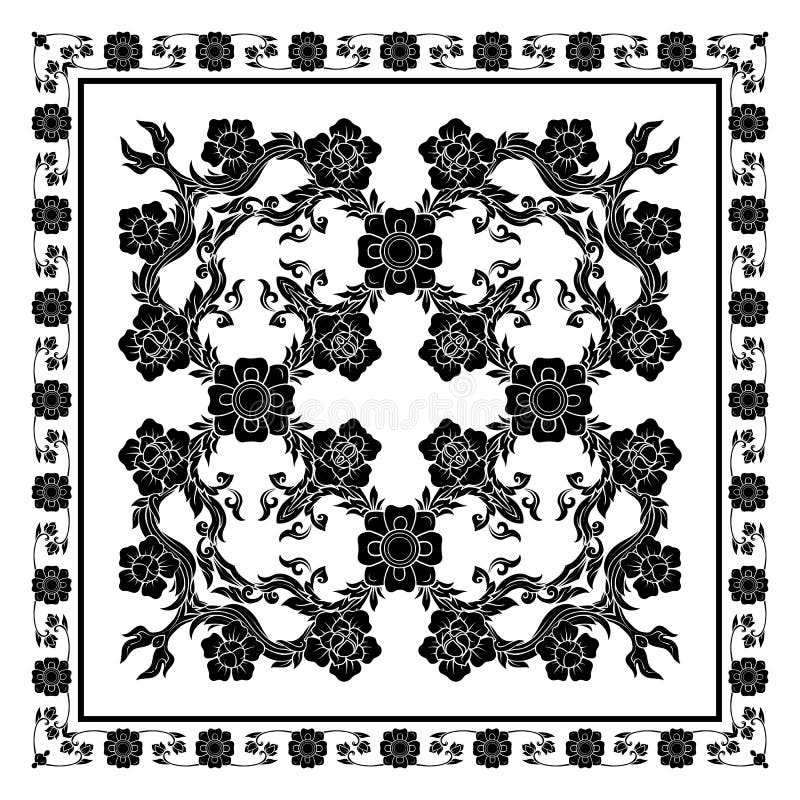 Set of Outline Elements of Traditional Thai Ornament. Stock Vector ...