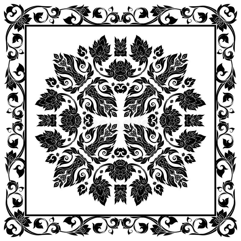 Square Pattern with Decorative Outline Elements of Traditional Stock ...
