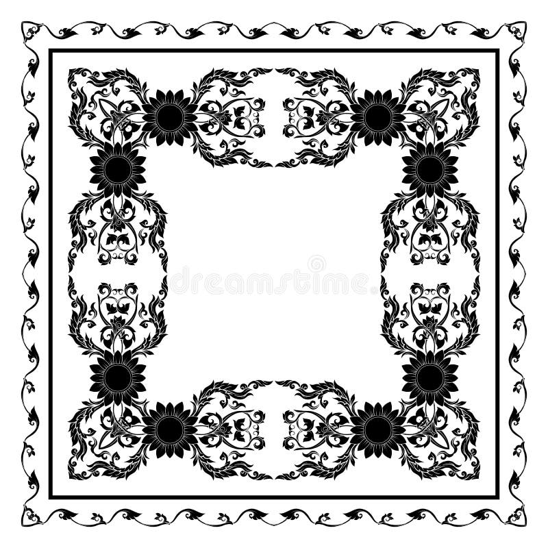 Square Pattern with Decorative Outline Elements of Traditional Stock ...