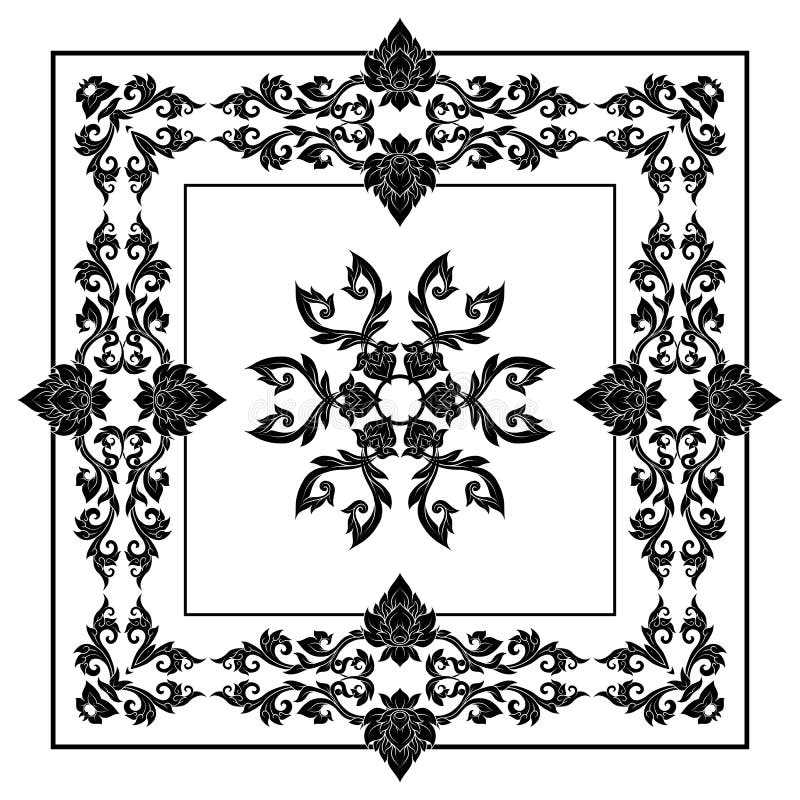 Square Pattern with Decorative Outline Elements of Traditional Stock ...