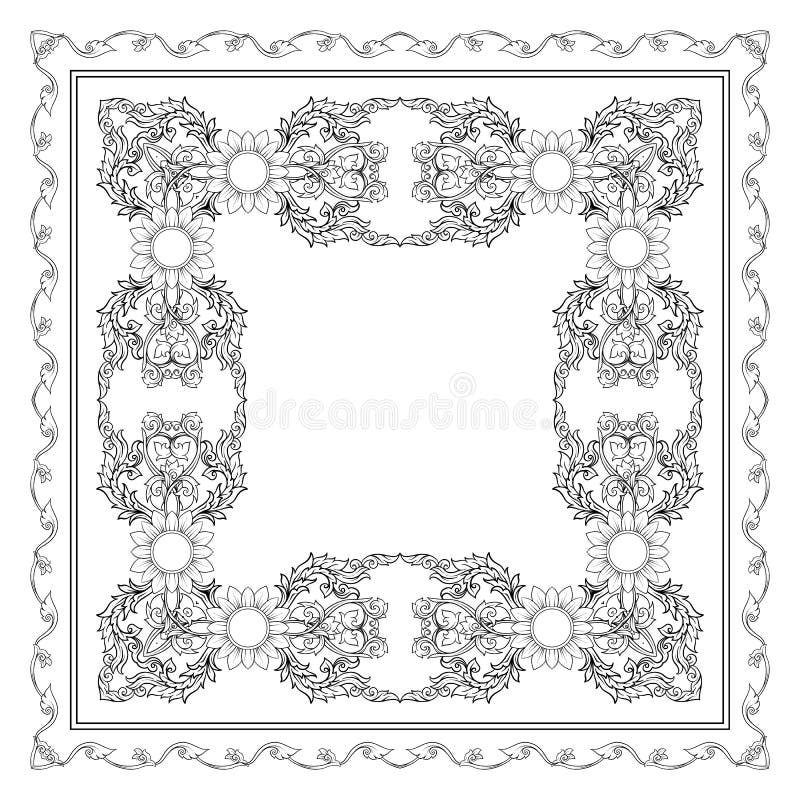 Square Pattern with Decorative Outline Elements of Traditional Stock ...