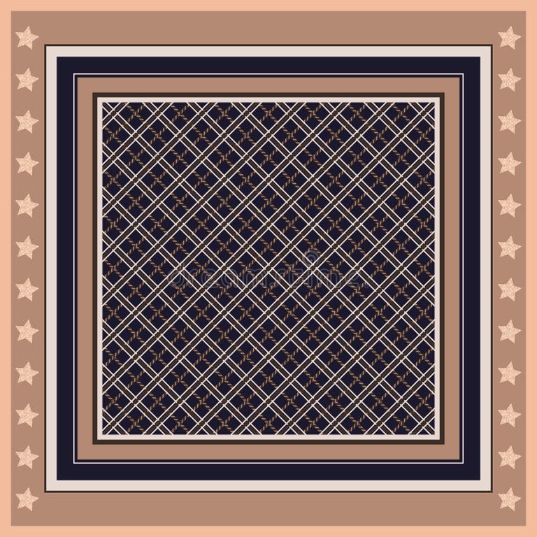 Square Pattern with Geometric Ornament in Frame with Stars ...