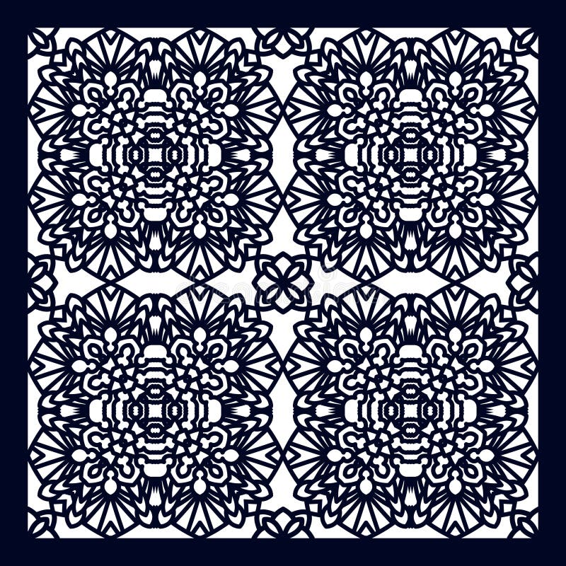 Square Pattern Panel for Laser Cutting with Mandalas. Stock Vector ...
