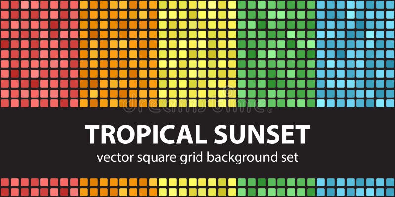 Square Pattern Set Tropical Sunset Stock Vector - Illustration of ...