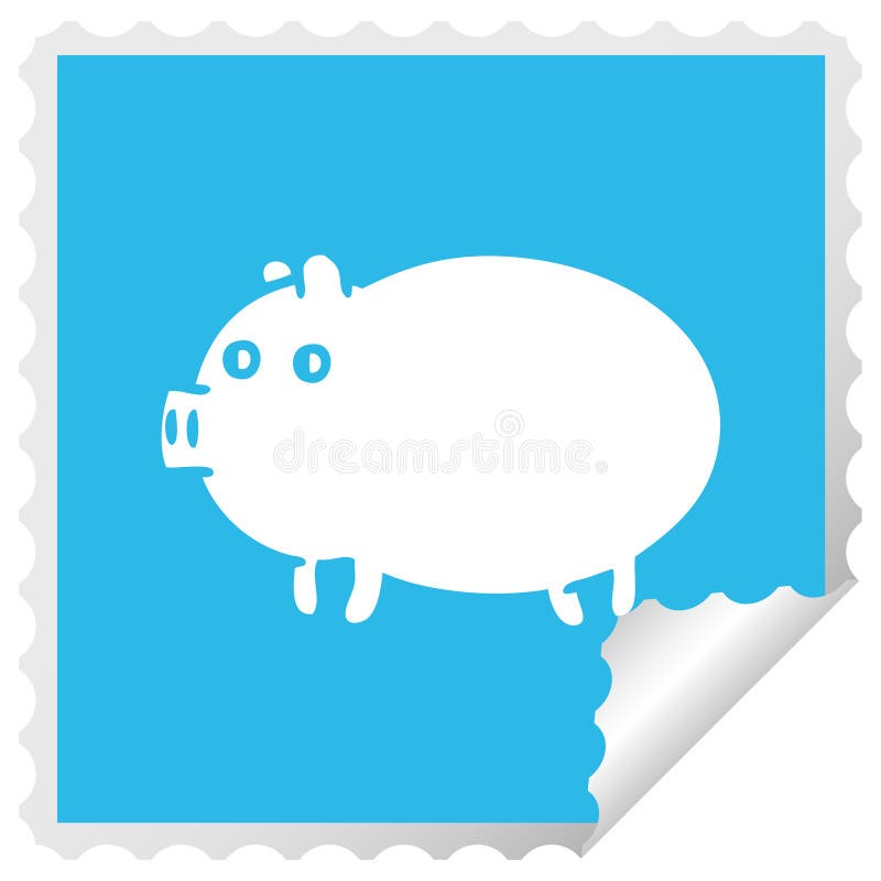 Square Peeling Sticker Cartoon Fat Pig Stock Vector - Illustration of ...