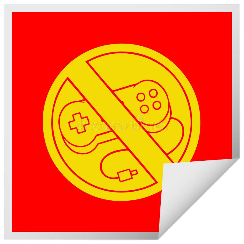 Square Peeling Sticker Cartoon No Gaming Allowed Sign Stock Vector ...