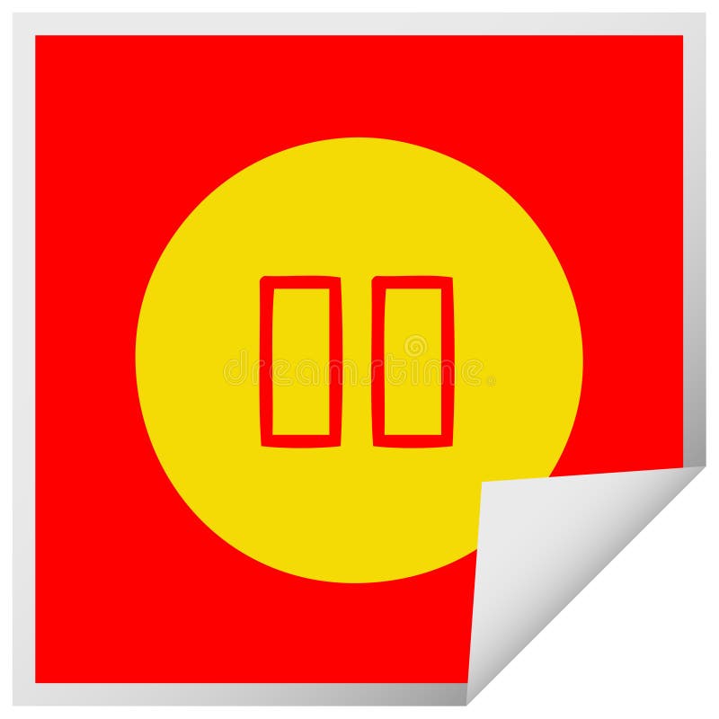 Square Peeling Sticker Cartoon Pause Button Stock Vector - Illustration ...