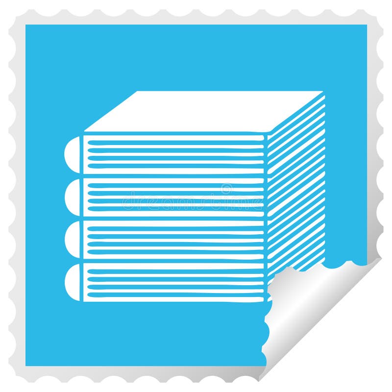 Square Peeling Sticker Cartoon Stack of Books Stock Vector ...