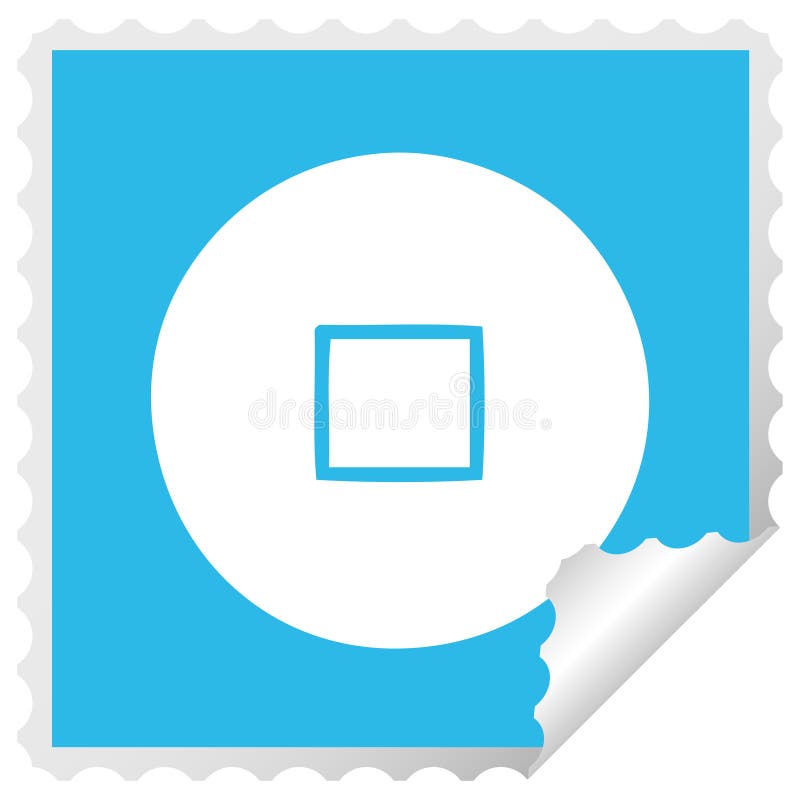 Square Peeling Sticker Cartoon of a Stop Button Stock Vector ...