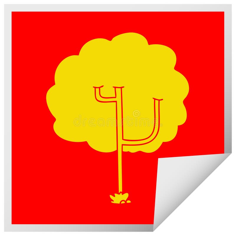 Square Peeling Sticker Quirky Cartoon Tree Stock Vector - Illustration ...