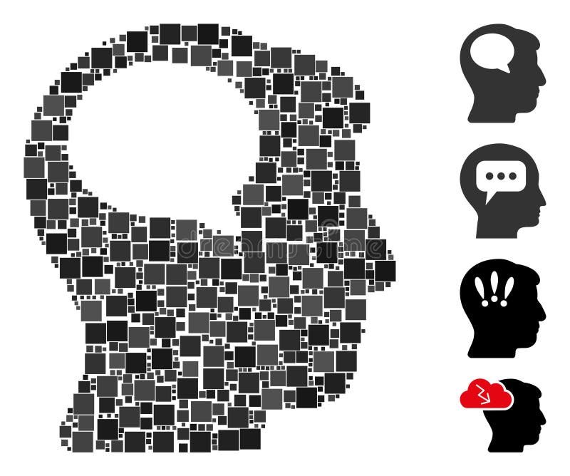 Square Person Thinking Icon Vector Collage Stock Illustration ...