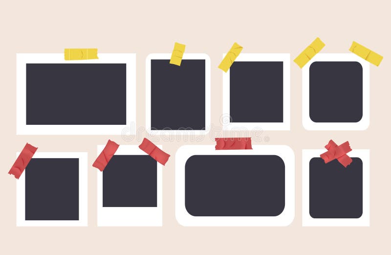 Square Picture Frames Taped Set. Photo Borders with Scotch Stock Vector ...