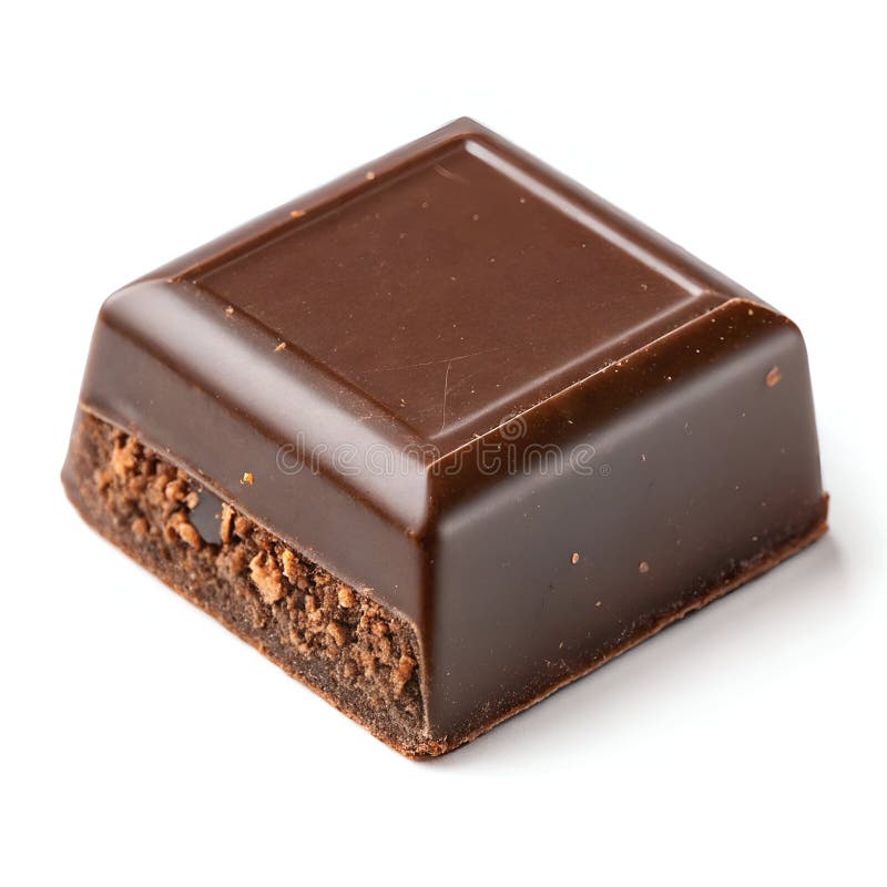 Square Piece of Chocolate Isolated on White Background Stock ...