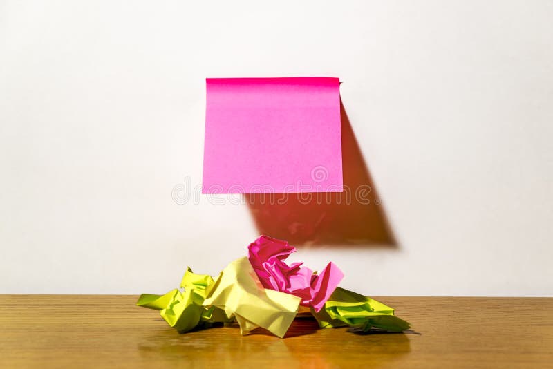 A Square Piece of Paper for Reminders Pasted on the White Wall Stock ...