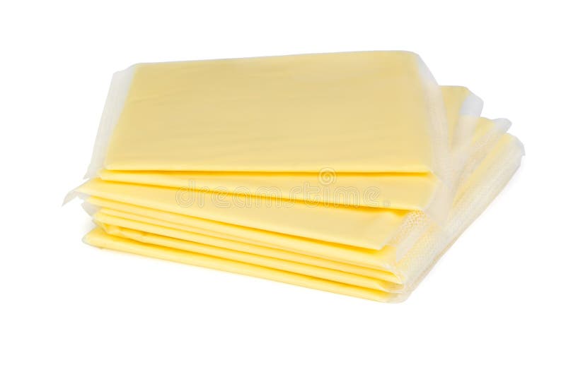 Square Pieces of Cheese in Plastic Stock Photo - Image of cheese, small ...
