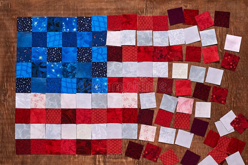 Square Pieces of Fabrics Lying Like a Flag of USA Stock Image - Image ...