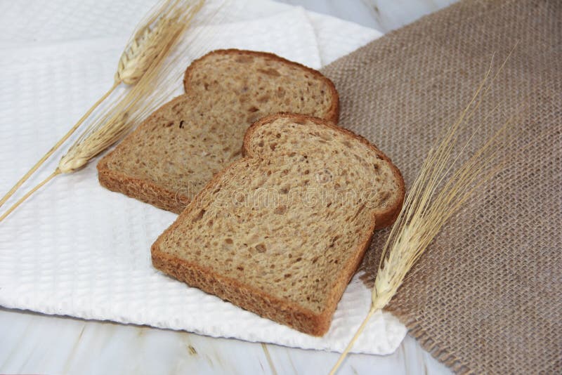 Square Pieces of Rye Toast Bread, Top View Stock Photo - Image of piece ...