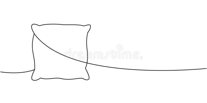 Square Pillow One Line Continuous Drawing. Comfortable Pillow for Sleep ...