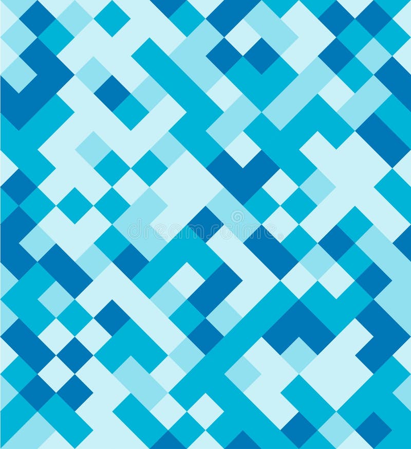 Square Pixel Mosaic Background in Blue Colours . Squares Pattern Stock ...