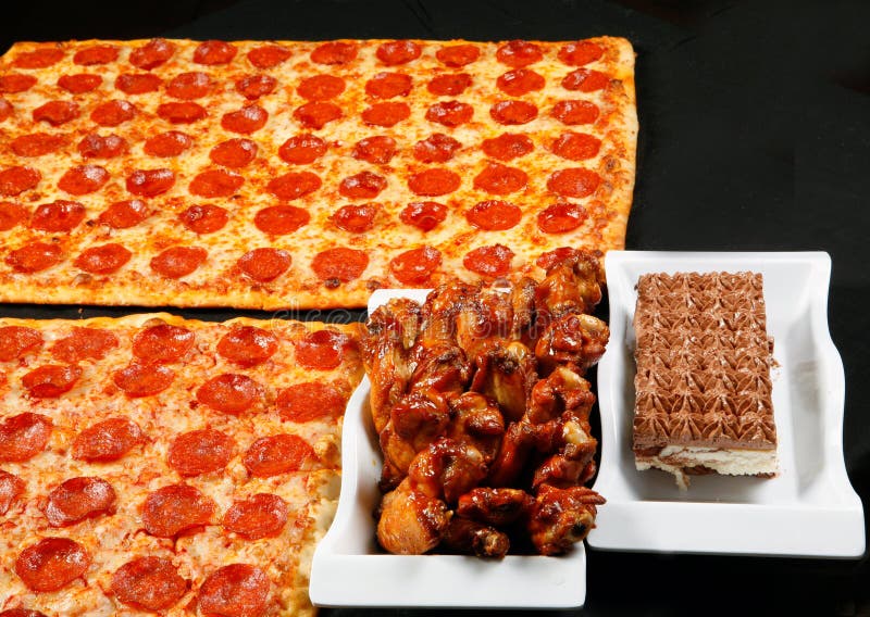 Square pizza combo stock photo. Image of combo, cheese - 20921720