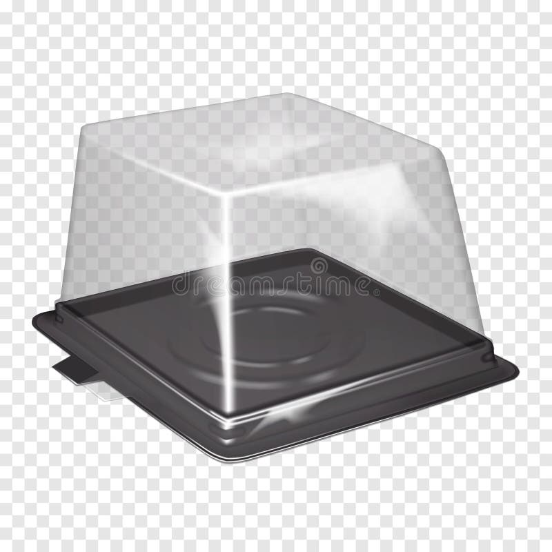 Square Plastic Cake Carrier Box with Clear Dome Lid. Realistic Vector ...
