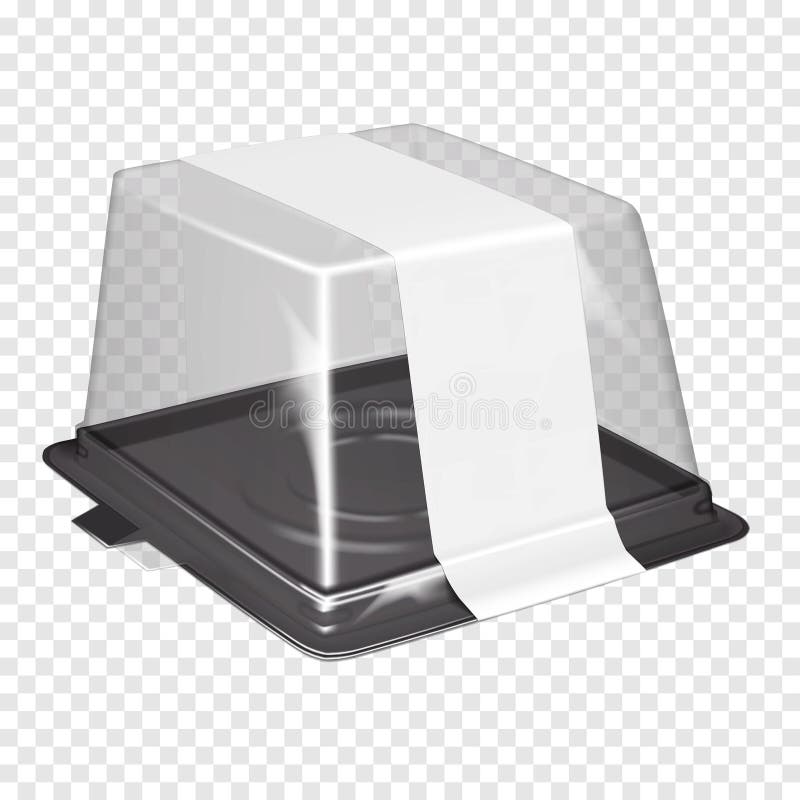 Square Plastic Cake Carrier Box with Clear Dome Lid and White Blank ...