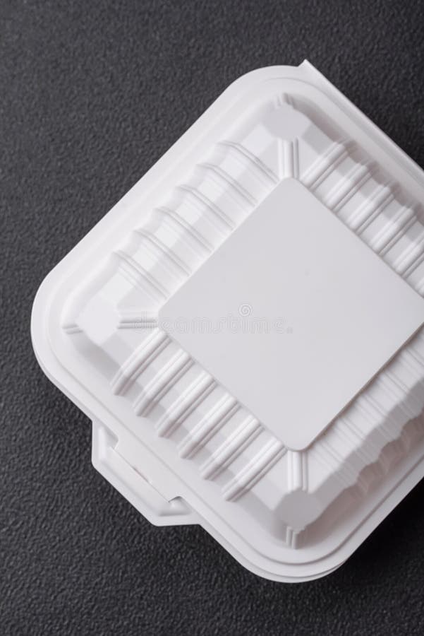 Square Plastic or Cardboard Container of White Color for Food Stock ...