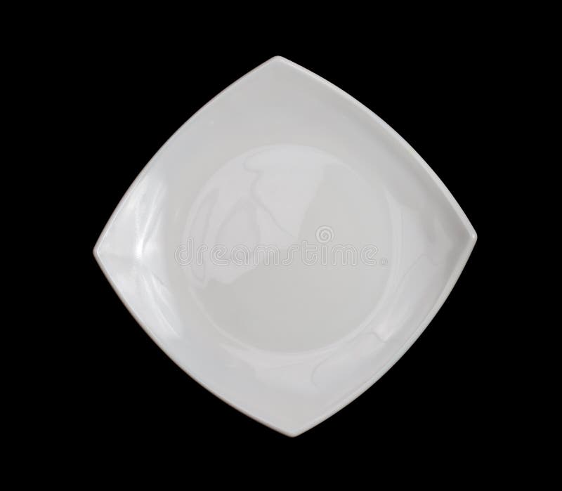 Square Plate Isolated on Black Top View Stock Image - Image of ...