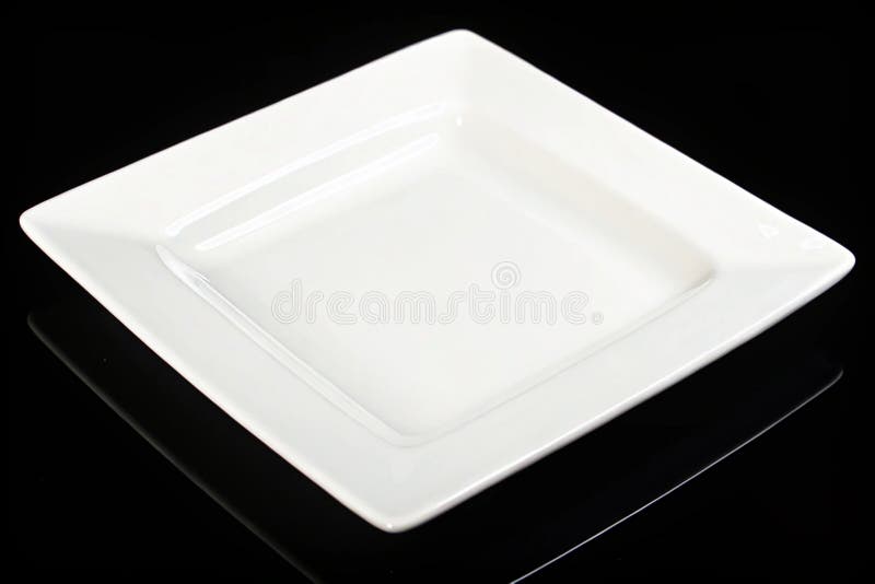 Square Plate Isolated on Black Top View Stock Illustration ...