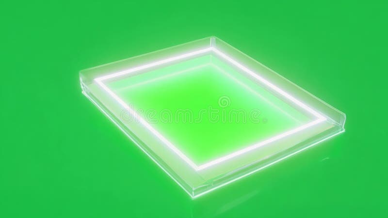 Square Platform with Glowing Edges Hovering Effortlessly. Green Screen ...