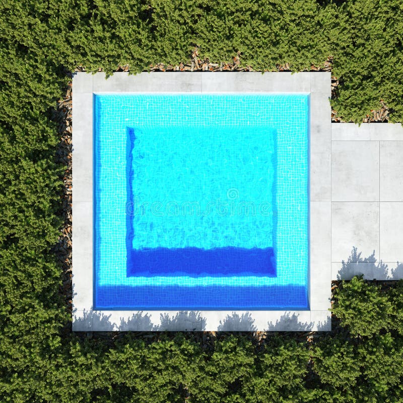 Square Pool. Top View 3d Rendering Stock Illustration - Illustration of ...