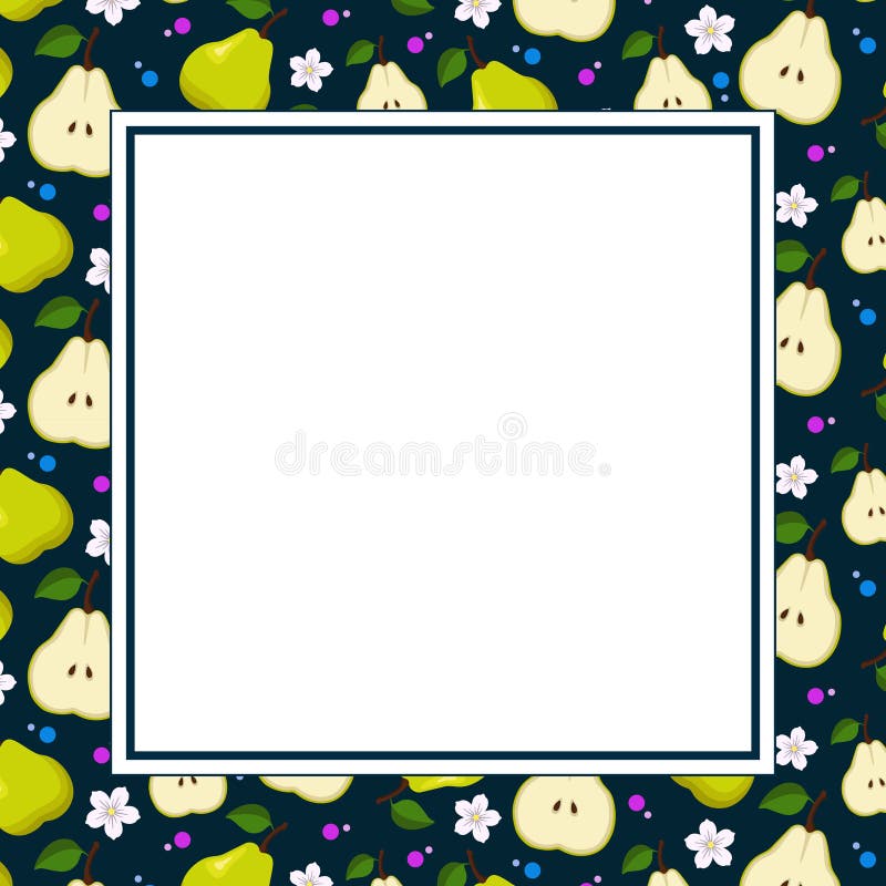 Square Post with Empty Middle, on Edges Frame with Fruits, Pears ...