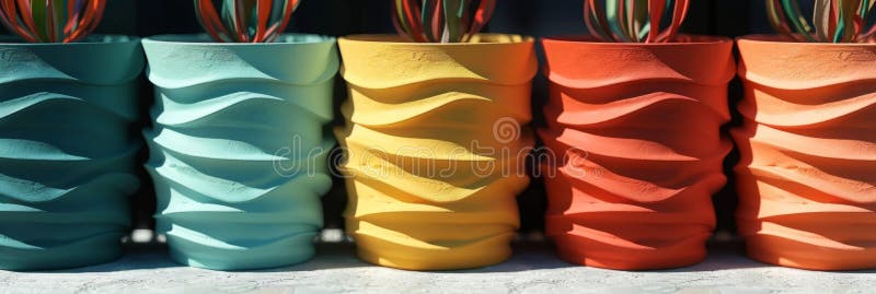 Square Pot with Intricate Interlocking Zigzag Lines in Contrasting ...