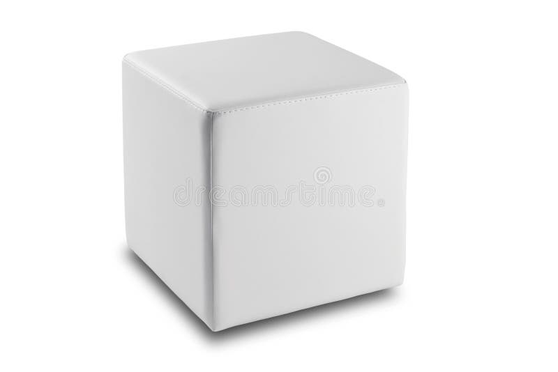 Square Pouf in White Leather Stock Photo - Image of comfortable ...
