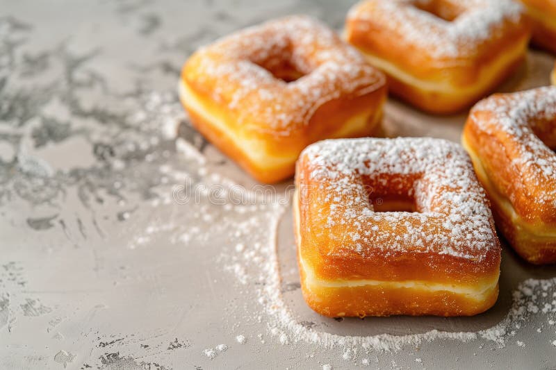 Square Powdered Donuts Bottereaux Arranged on a Textured Background ...