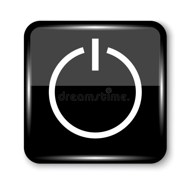 Square Power Button. Realistic Black Square Vector Illustration. App ...