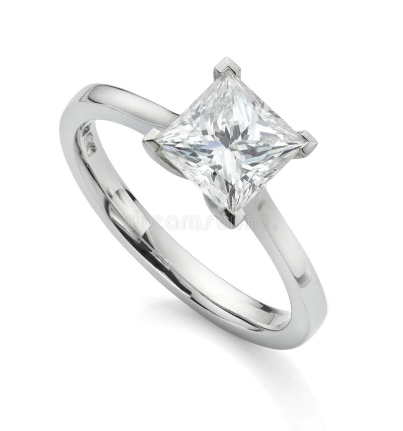 Square Princess Diamond Solitaire Ring Stock Photo - Image of gemstone ...