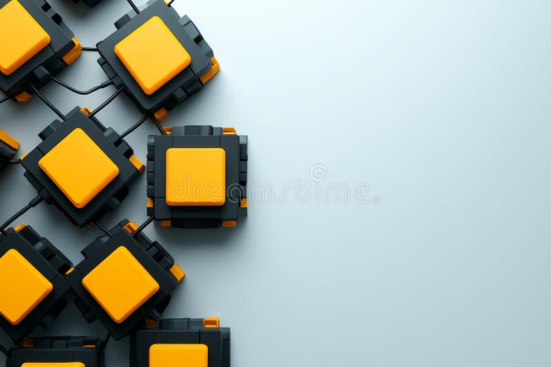 Square Processors with Gold Connectors Neatly Arranged on a Flat White ...