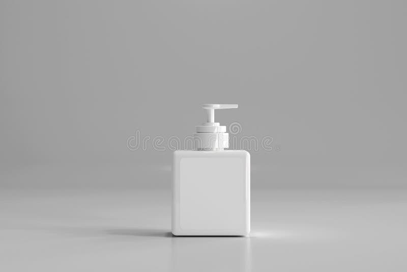 Square Pump Bottle 3D Rendering Stock Illustration - Illustration of ...