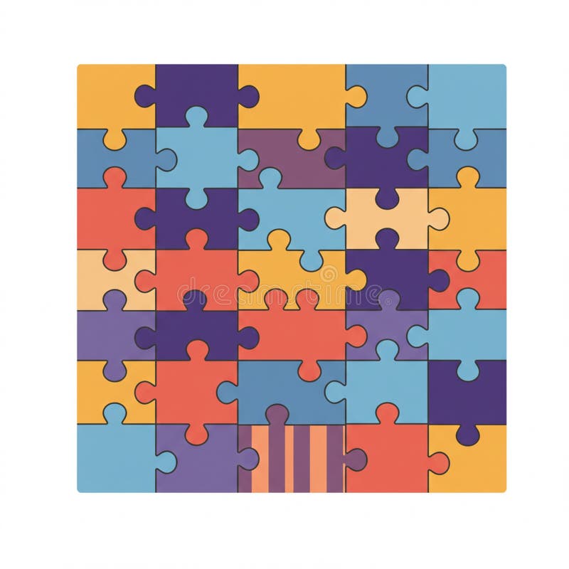 Square Puzzle Composed of Interlocking Pieces, Featuring a Color ...