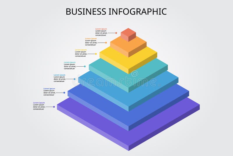 Square Pyramid Chart Template for Infographic for Presentation for 7 ...