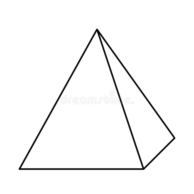 Square Pyramid Shape, Black and White Vector Illustration of Regular ...