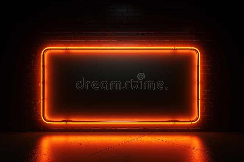 Square Rectangle Frame with Futuristic Glowing Neon Light Effect Dark ...