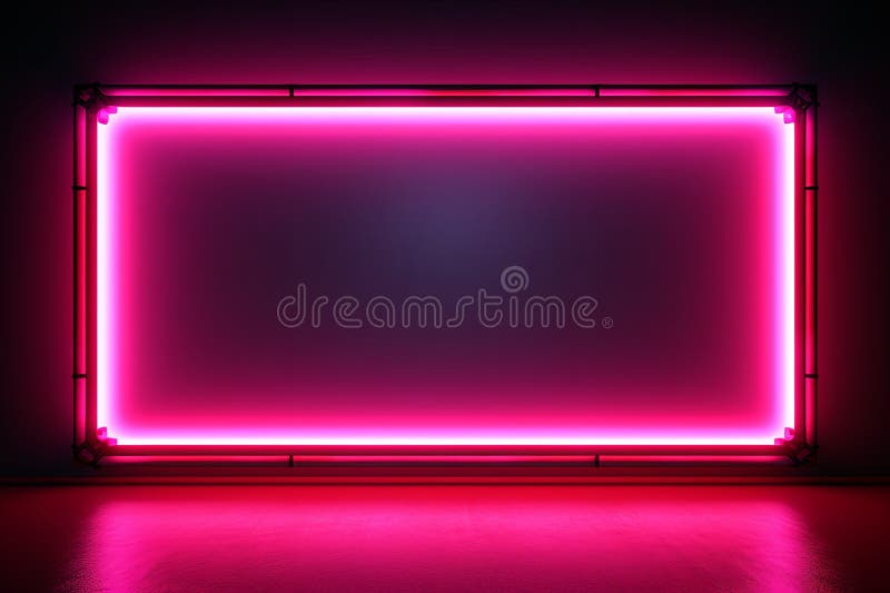 Square Rectangle Frame with Futuristic Glowing Neon Light Effect Dark ...