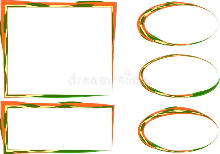 Creative Orange Green Pattern Colorful Abstract Frames Set Vector Stock Illustration ...